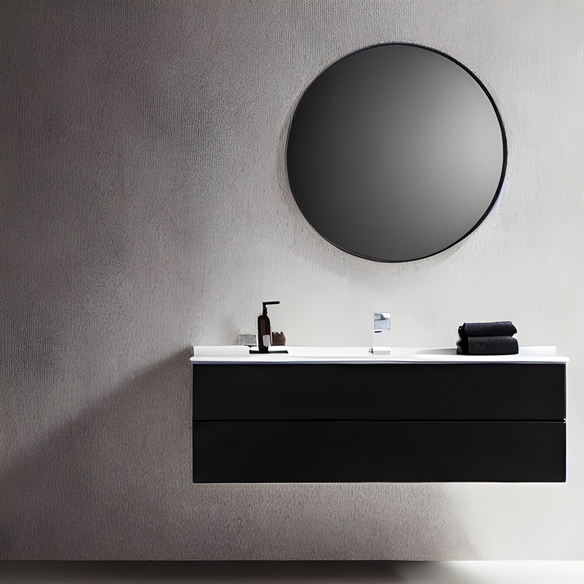 Oglinda rotunda adanca, decorativa, baie, rama otel, negru, 50cm - eMAG.ro