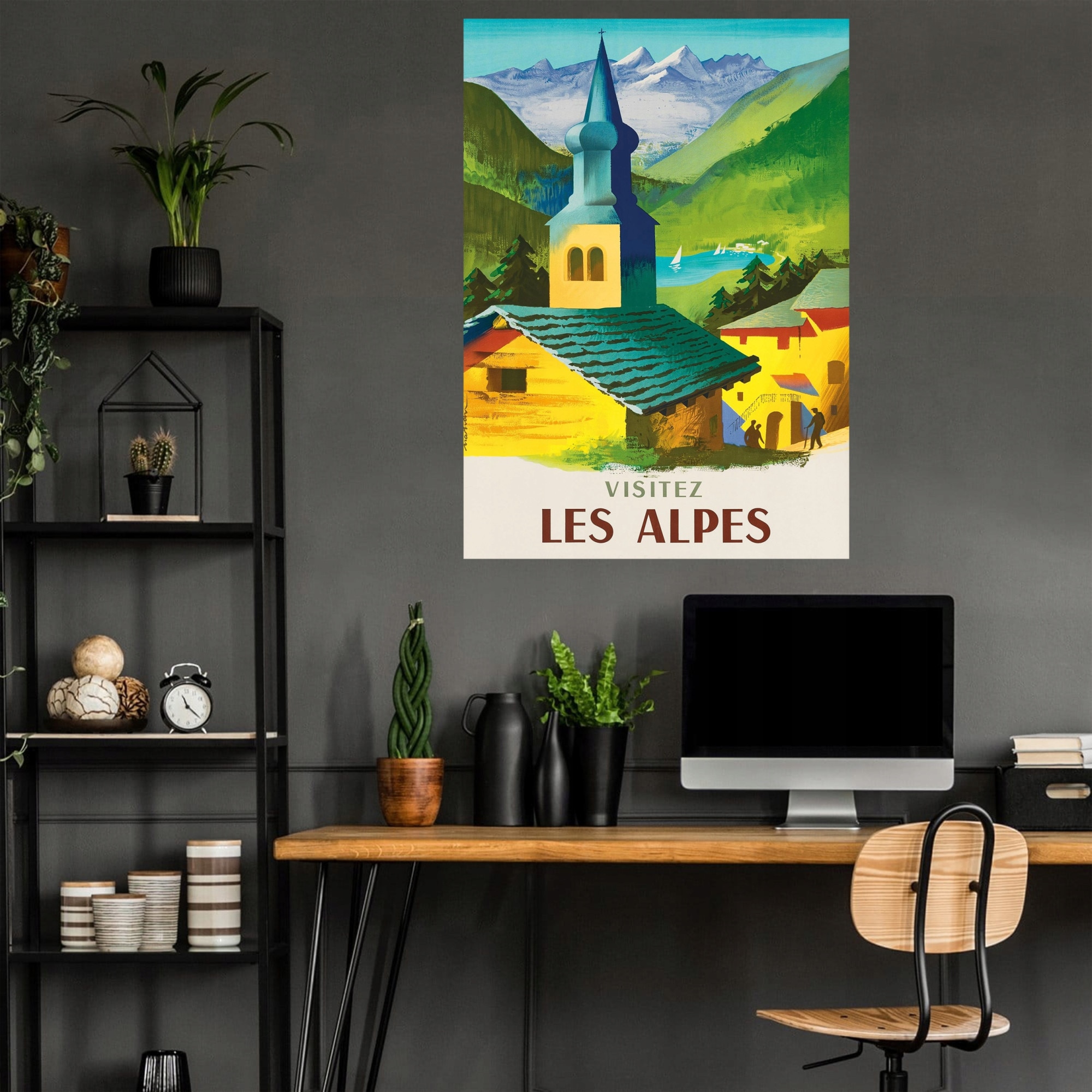 Poster Vintage Alps France Travel Mountains A2 - eMAG.ro