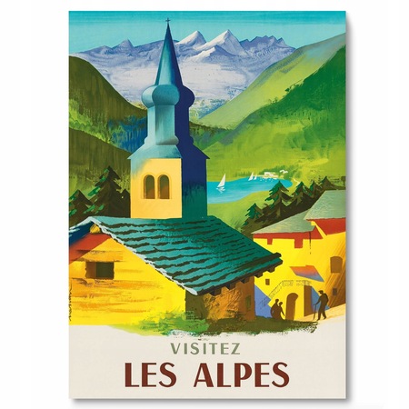 Poster Vintage Alps France Travel Mountains A2 - eMAG.ro