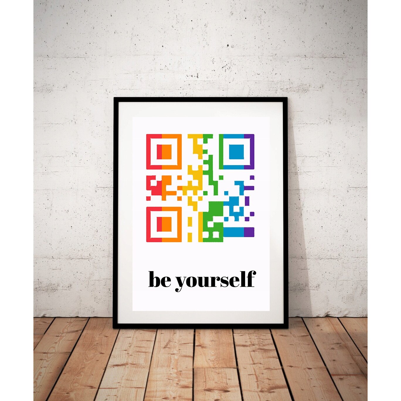 Poster Lgbt Be Yourself - Qr Code Rainbow Patterns A2 - eMAG.ro