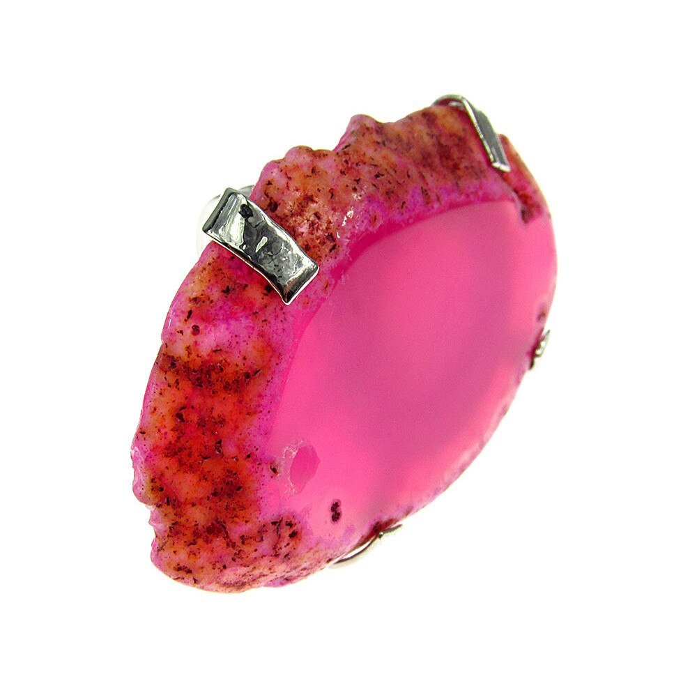 Inel reglabil statement masiv cu agat roz natural 4A - eMAG.ro