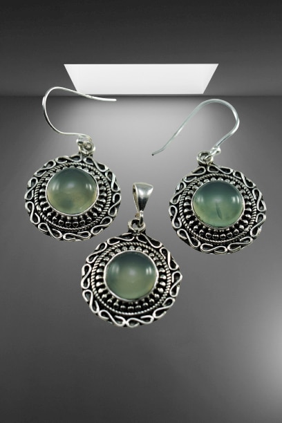 Set cercei si pandantiv din argint 925 TSR cu pietre naturale ...