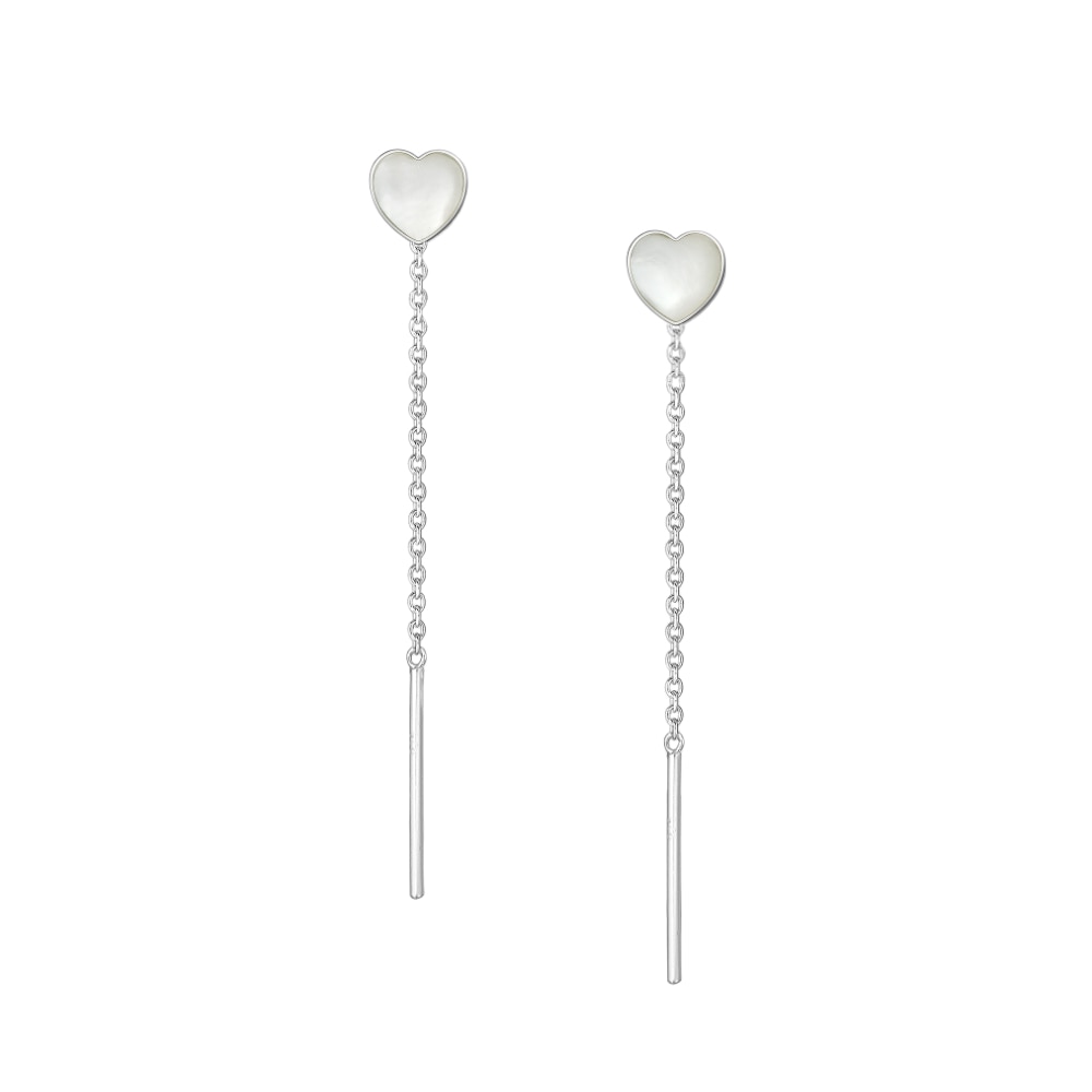 Cercei Argint 925 - Inima cu Sidef si Lantisor - eMAG.ro