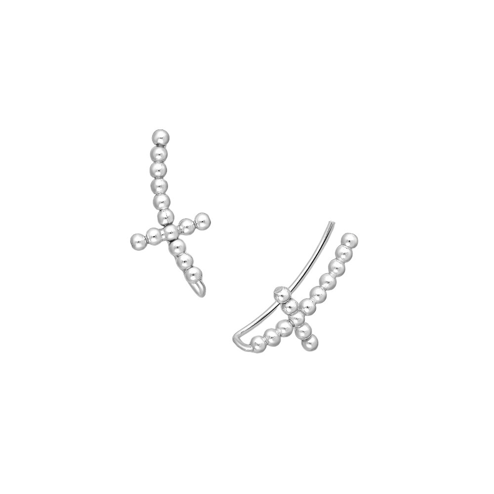 Cercei Argint 925 - Contur cu Cruce si Bilute - eMAG.ro