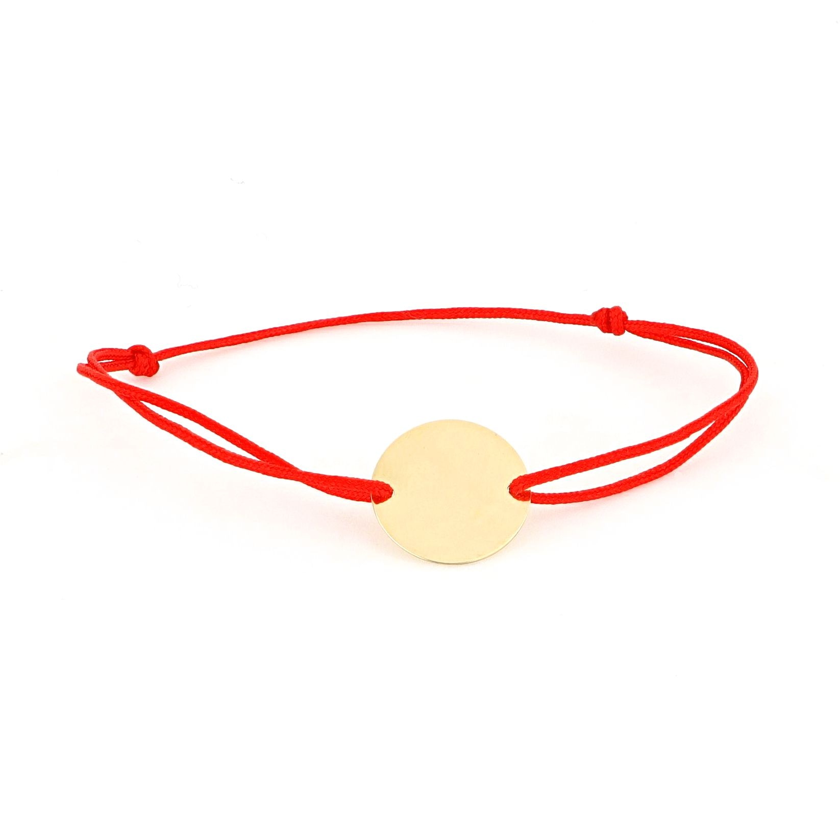 Bratara snur reglabil aur 14k, cu pandant in forma de banut 12x12mm ...