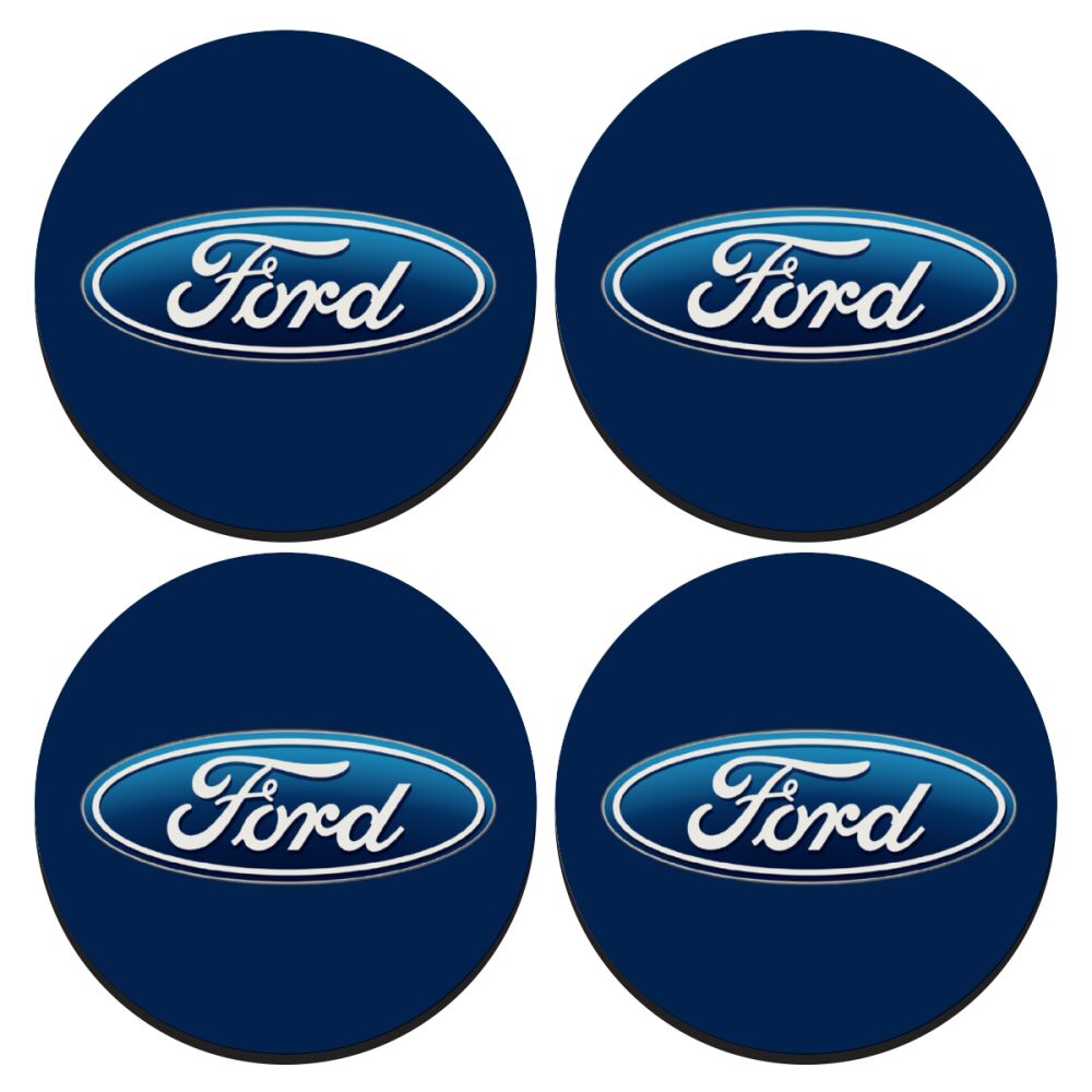 Set 4 suporturi pahare, Model Ford, MDF, 9 cm, Albastru - eMAG.ro
