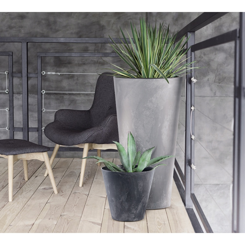 Ghiveci inalt, Plastic, Insertie pentru flori, 20x38.1cm, Gri - eMAG.ro