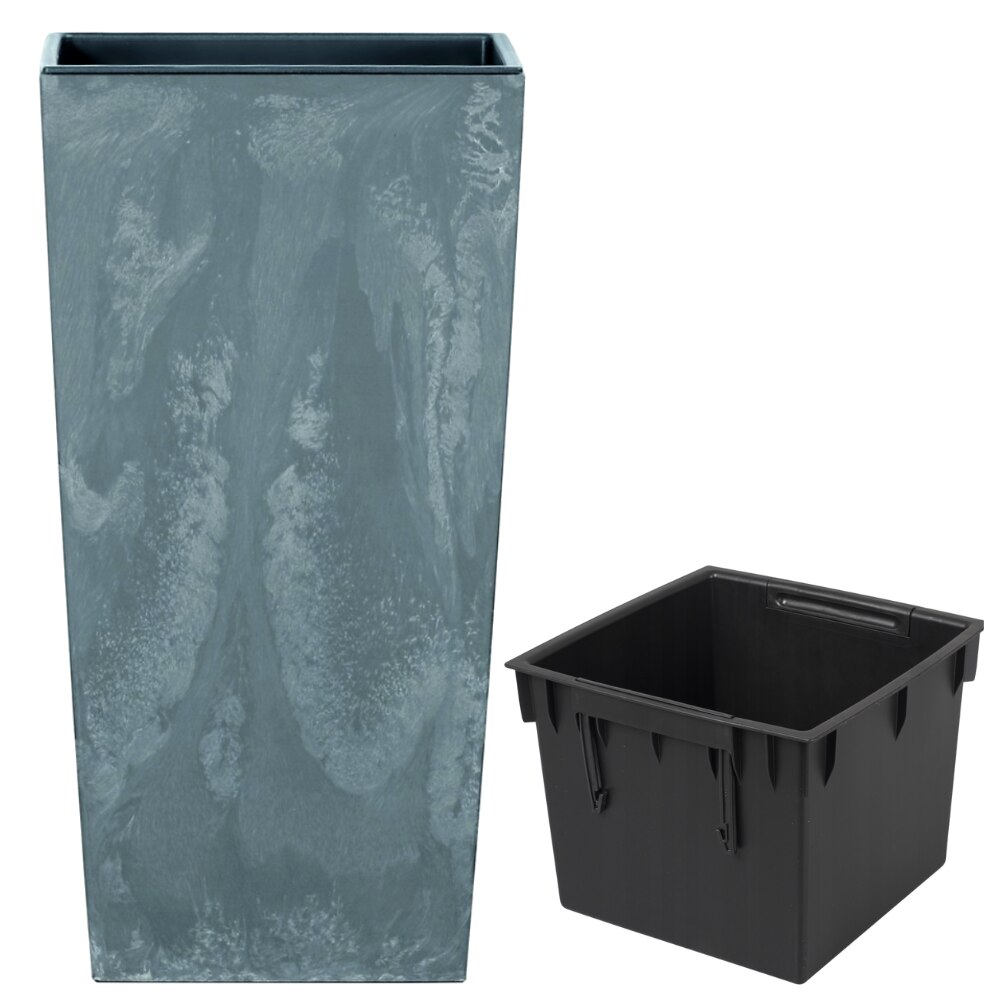 Ghiveci inalt, Plastic, Insertie pentru flori, 24x45cm, Gri - eMAG.ro