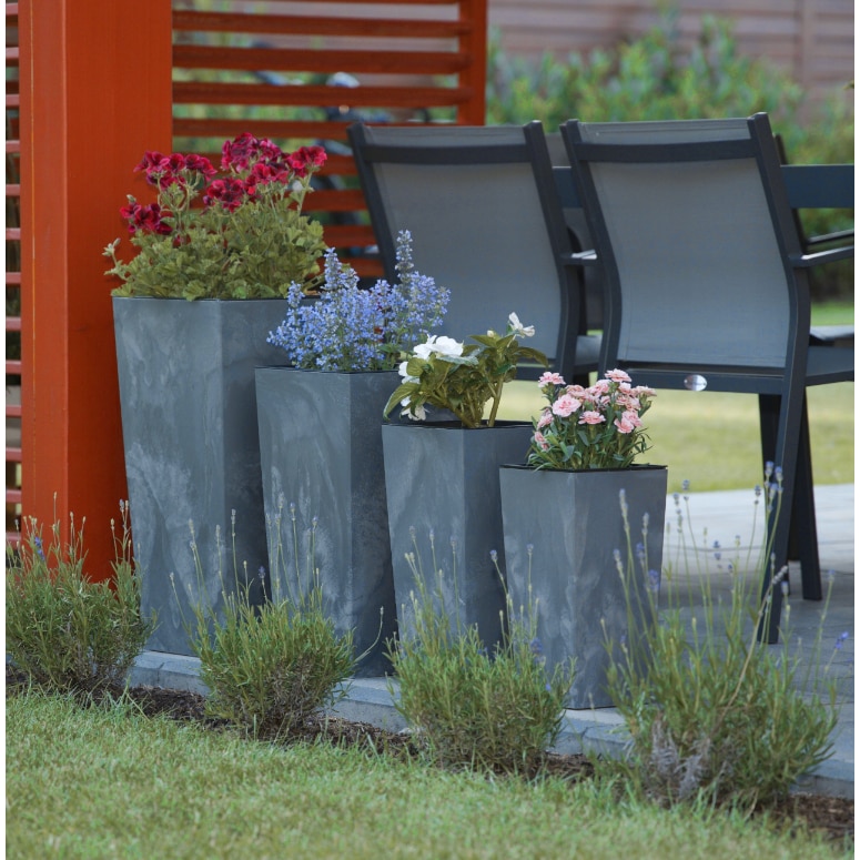 Set 4 ghivece inalte cu insertie pentru plante, Prosperplast, Decorativ ...
