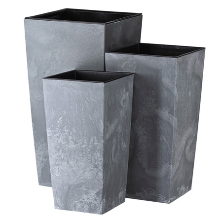 Set 3 ghivece inalte cu insertie pentru plante, Prosperplast, Decorativ ...