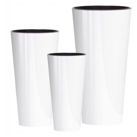 Set 3 ghivece inalte cu insertie pentru plante, Prosperplast, Decorativ ...