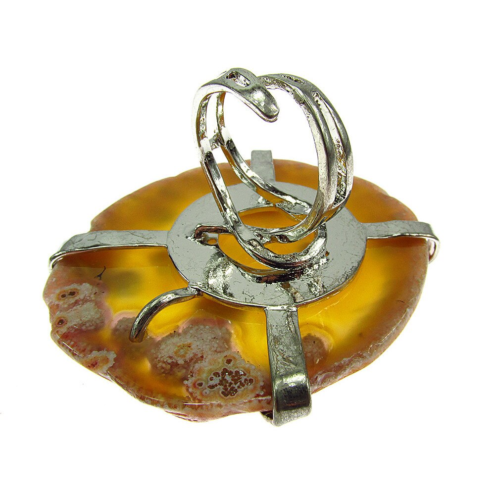 Inel reglabil statement masiv cu agat galben geoda A, GlamBazaar - eMAG.ro