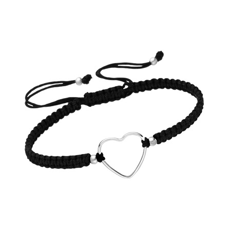 Bratara Argint 925-Snur Negru cu Inima Contur - eMAG.ro