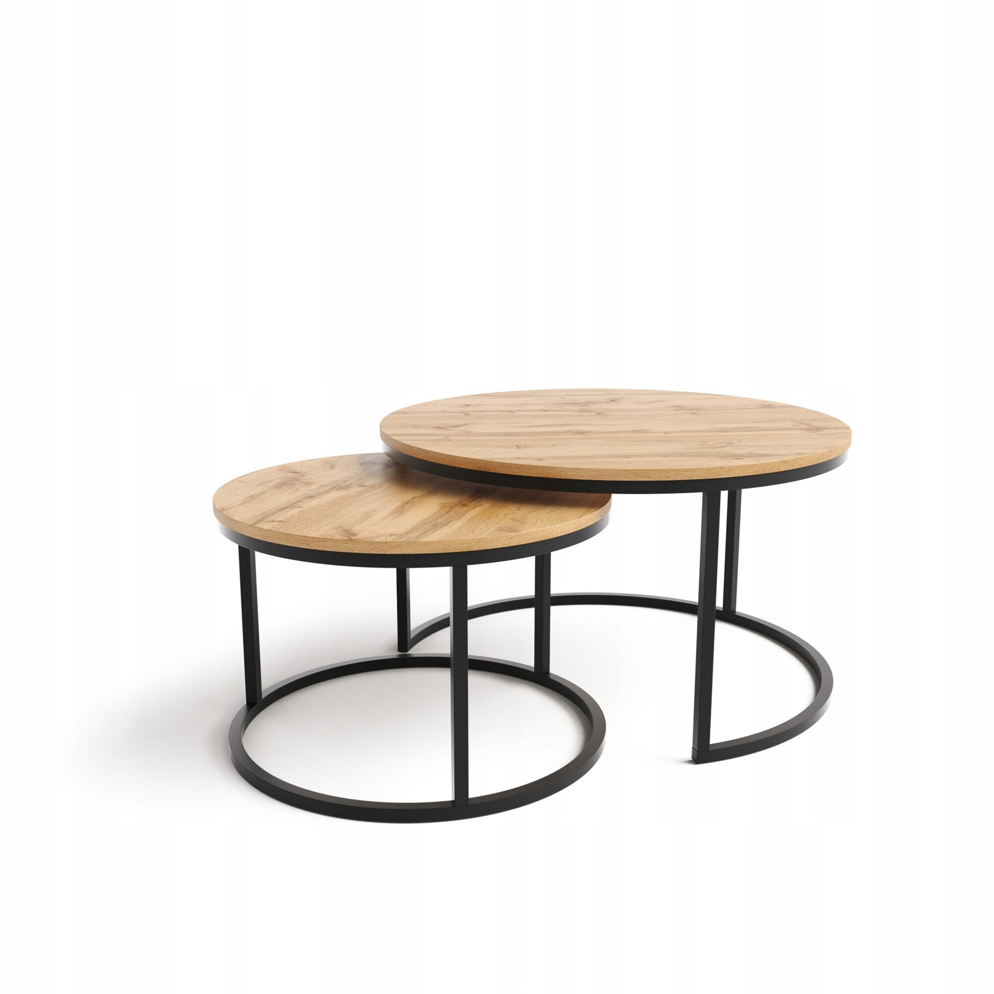 Set 2 masute cafea, PAL, 80/60cm, Maro stejar/Negru - eMAG.ro