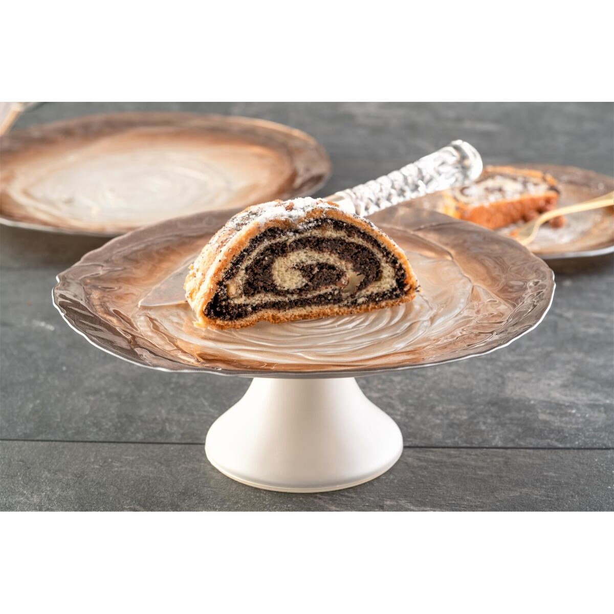 Suport pentru tort din sticla, Villa Italia, 28 cm, Bej - eMAG.ro