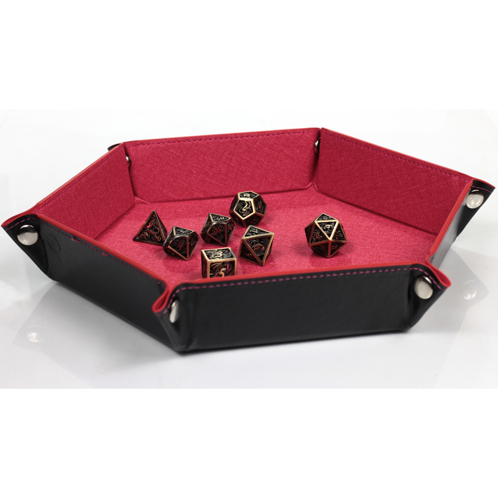 Set 7 zaruri, RPG, Dragon, Metal, Negru/Auriu - eMAG.ro