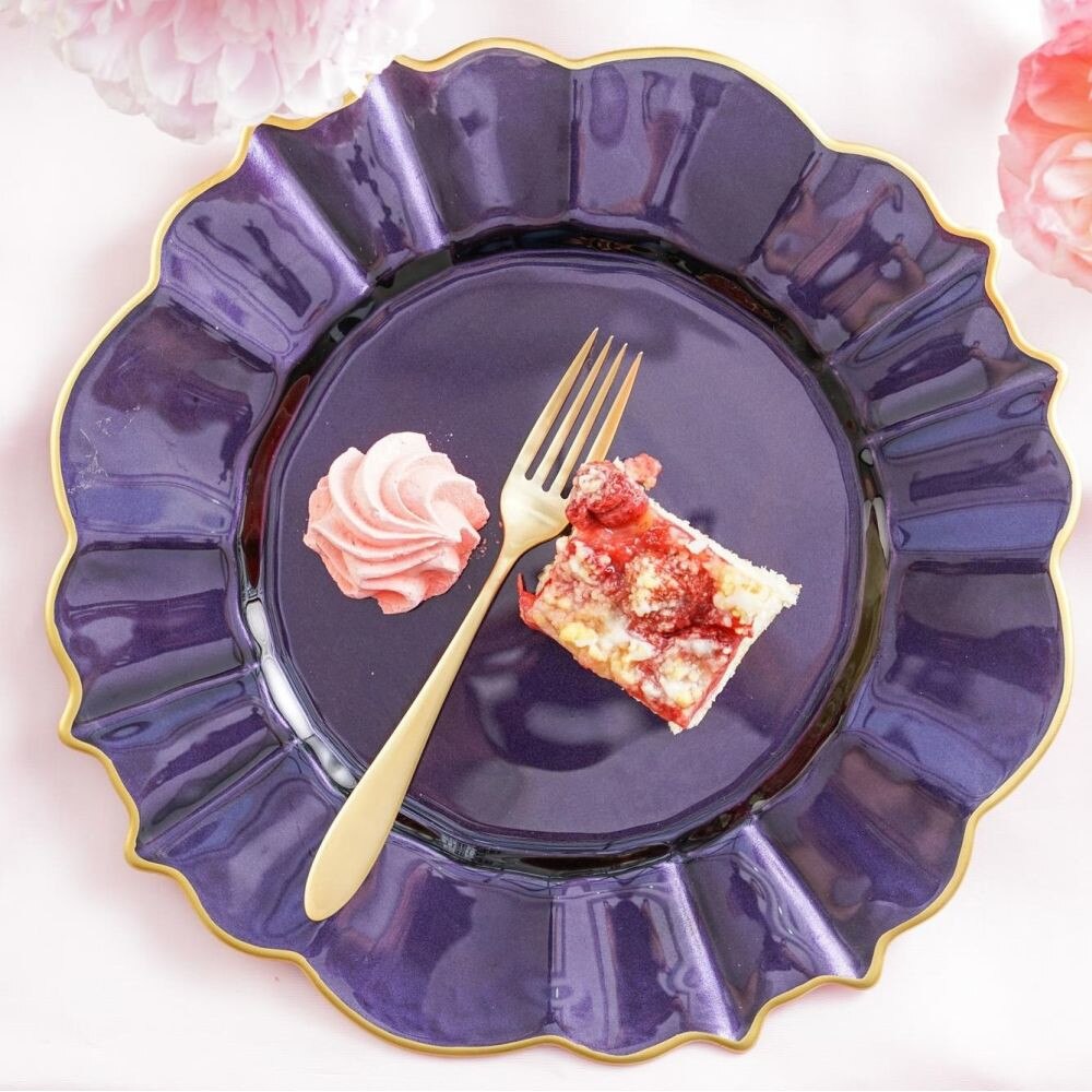 Farfurie tort MATHILDA, Villa Italia, 32cm, Sticla, Mov/Auriu - eMAG.ro