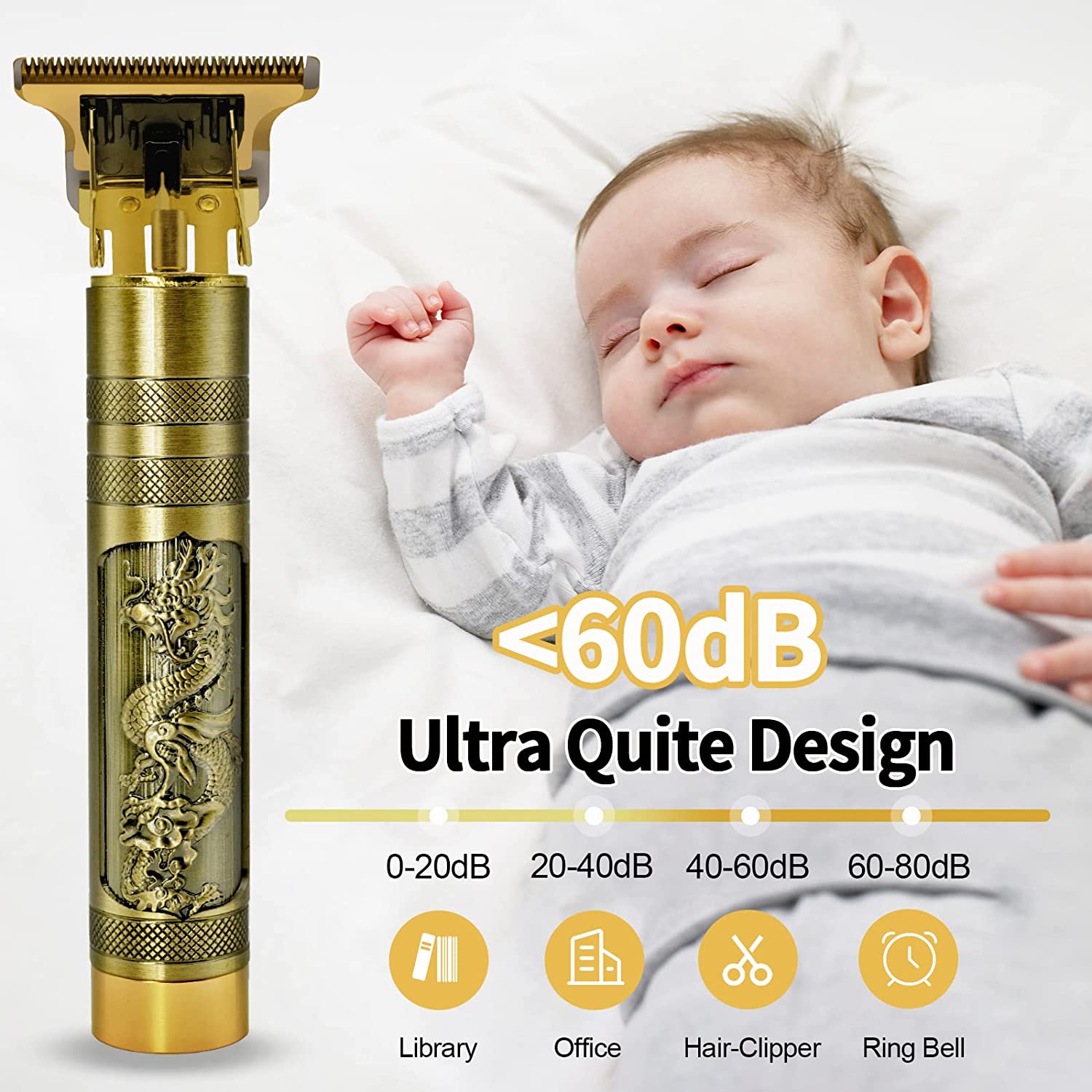 Excitat T9 Pro Trimmer, Dragon, Titanium, Wireless, Gold - eMAG.hu