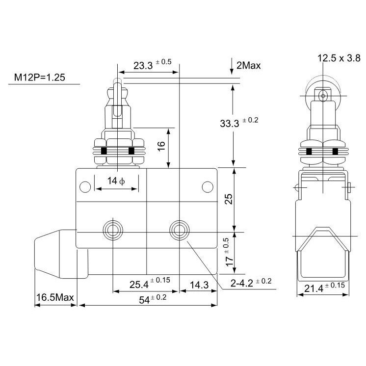 Intrerupator limitator cu rola LS7312, Tracon Electric, IP40, Argintiu ...