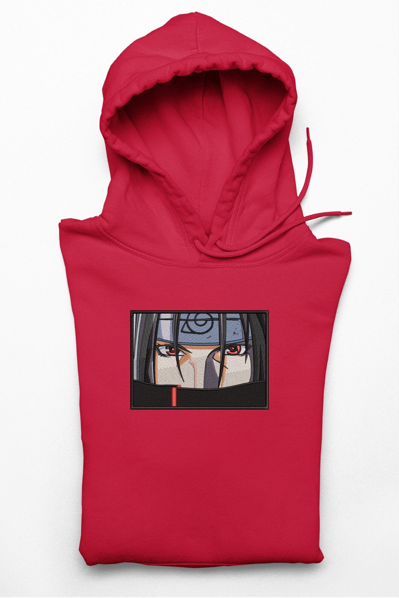 Hanorac anime brodat cu Itachi v8 din Naruto, Culoare rosu, Marime M ...