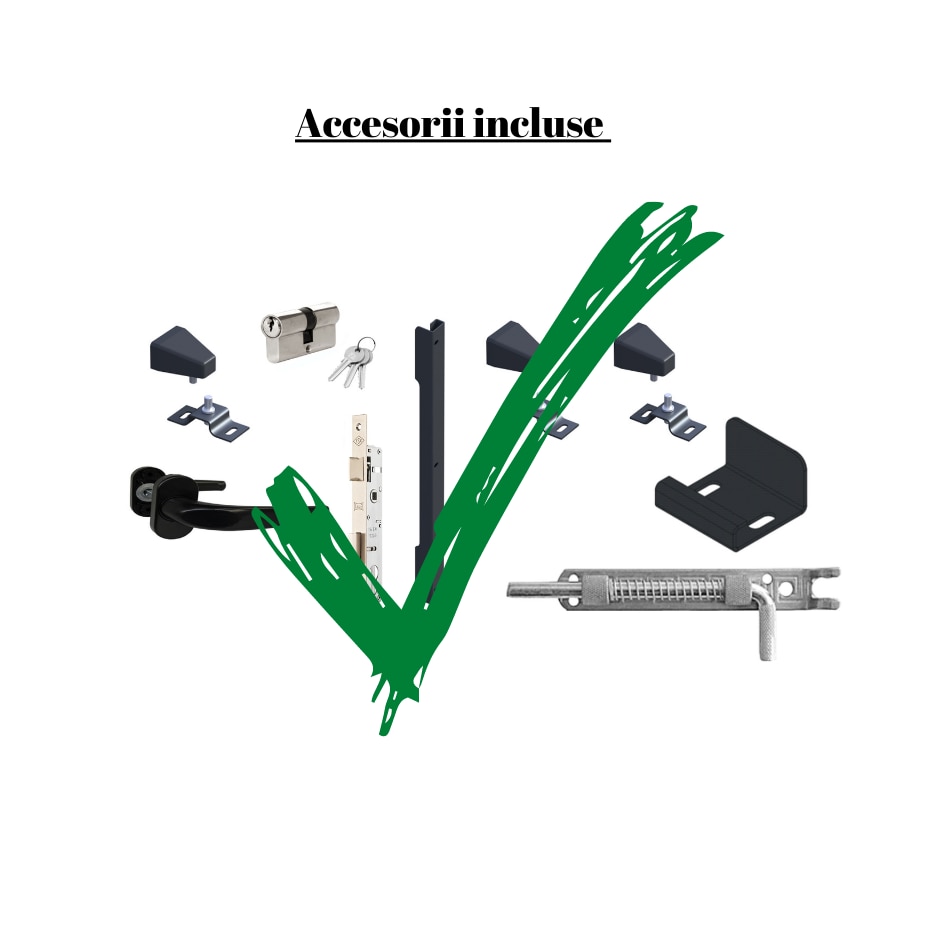 Set poarta auto si pietonala, Todome, Aluminiu 401, negru, 400 x 180 cm ...