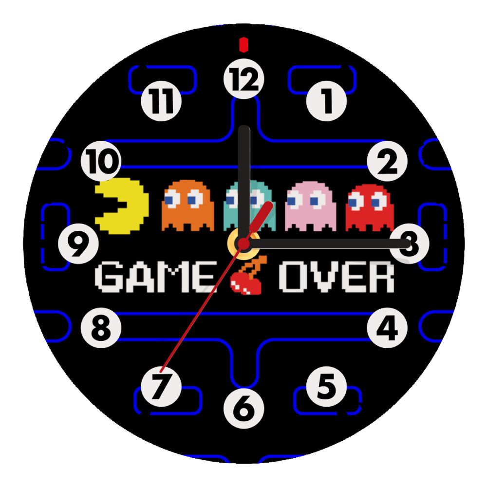 Ceas de perete Game Over Pac Man, MDF, 20 cm, Multicolor - eMAG.ro