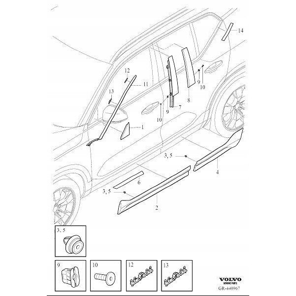 Set de 6 clip-uri de fixare banda parbriz S60/V60/XC60 II, Volvo ...