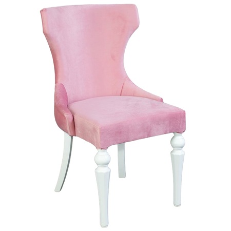 Scaun dining MILANO, Picioare albe, Tapiterie catifea roz 50x55x93cm ...