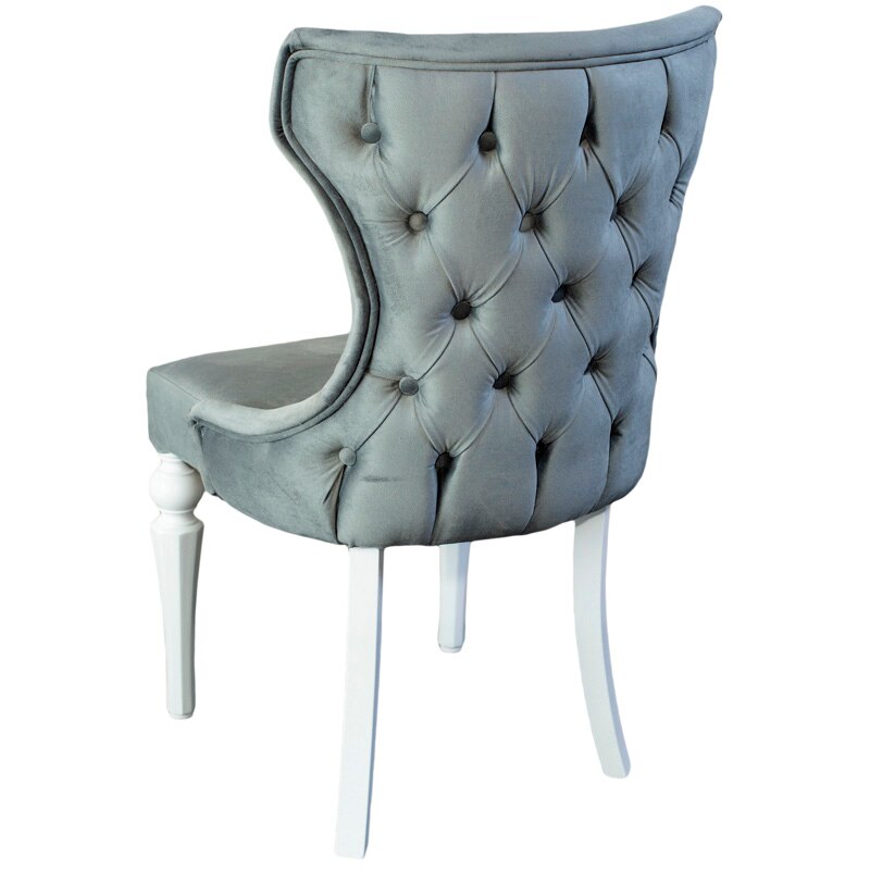 Set 6 scaune MILANO, Picioare albe, Tapiterie catifea gri 50x55x93cm ...