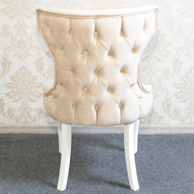 Set 6 scaune MILANO, Picioare albe, Tapiterie catifea bej 50x55x93cm ...