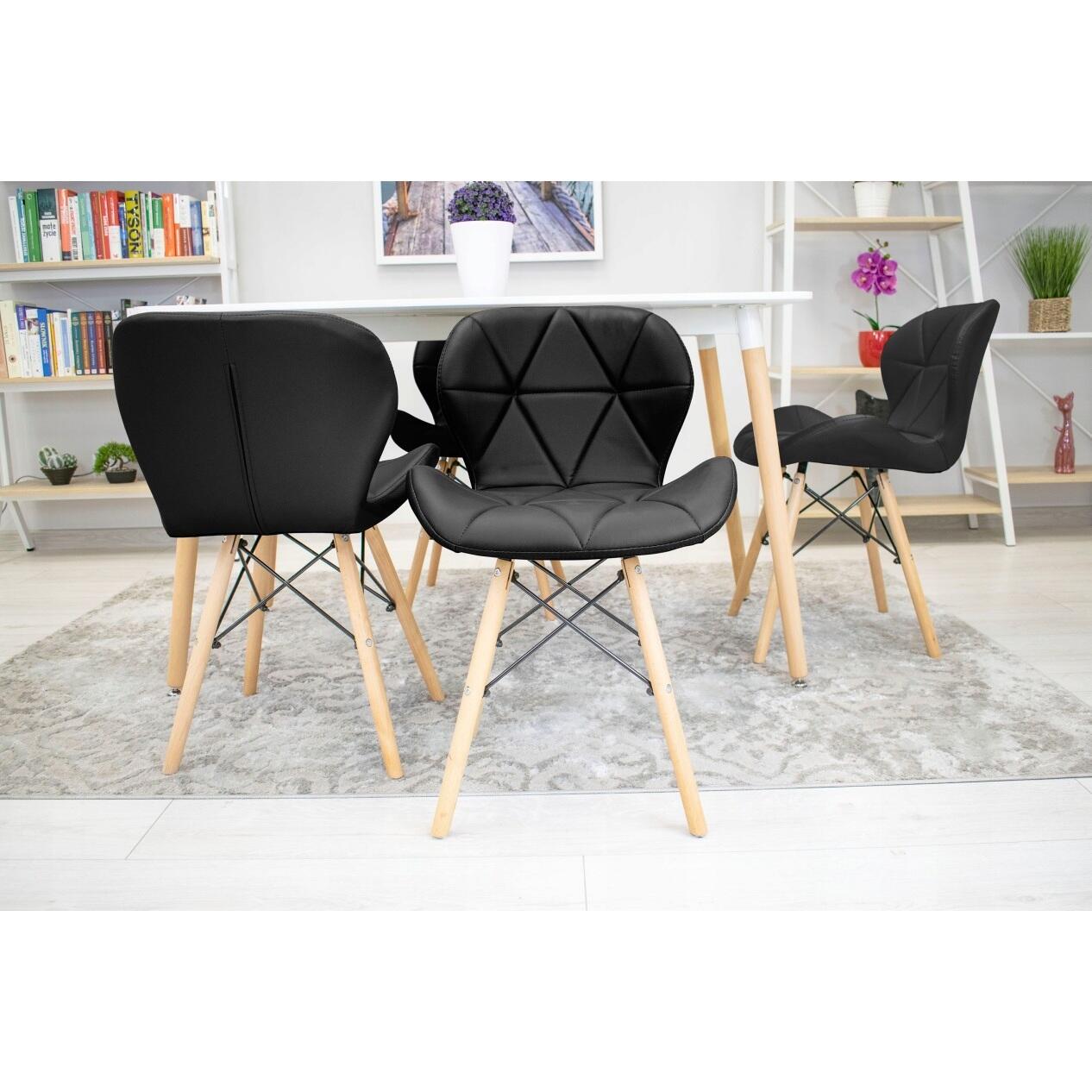 Scaun stil scandinav, Artool, Lago, piele ecologica, lemn, negru ...