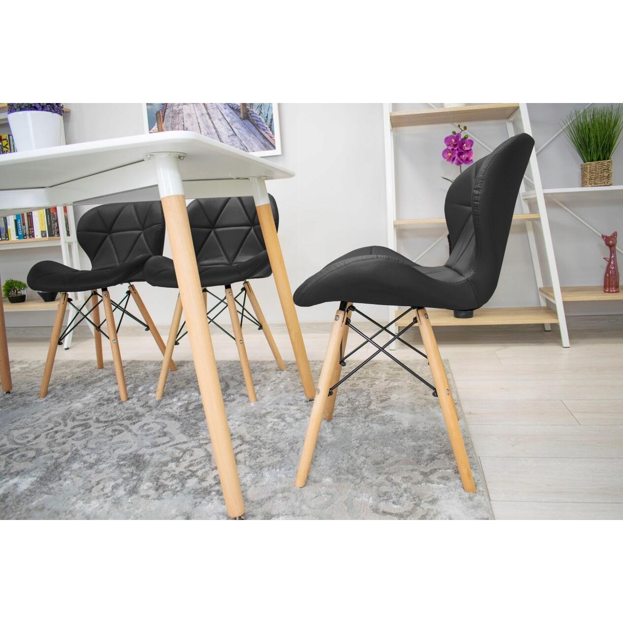 Scaun stil scandinav, Artool, Lago, piele ecologica, lemn, negru ...