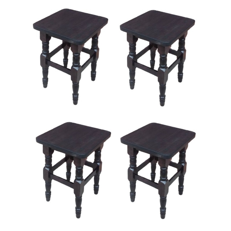 Set 4 tabureti bucatarie din lemn masiv de fag, cu picioare strunjite ...