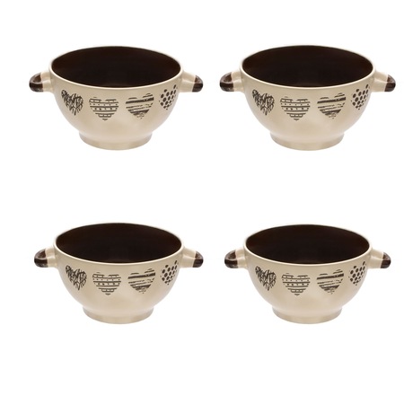 Set boluri pentru supa, 4 buc, ceramica, bej, 14x7 cm - eMAG.ro