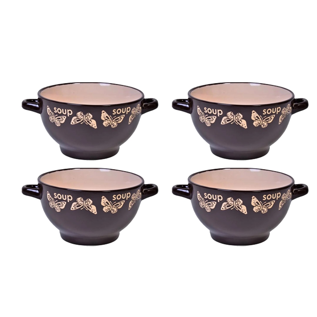 Set boluri pentru supa, 4 buc, ceramica, maro, 14x7 cm - eMAG.ro