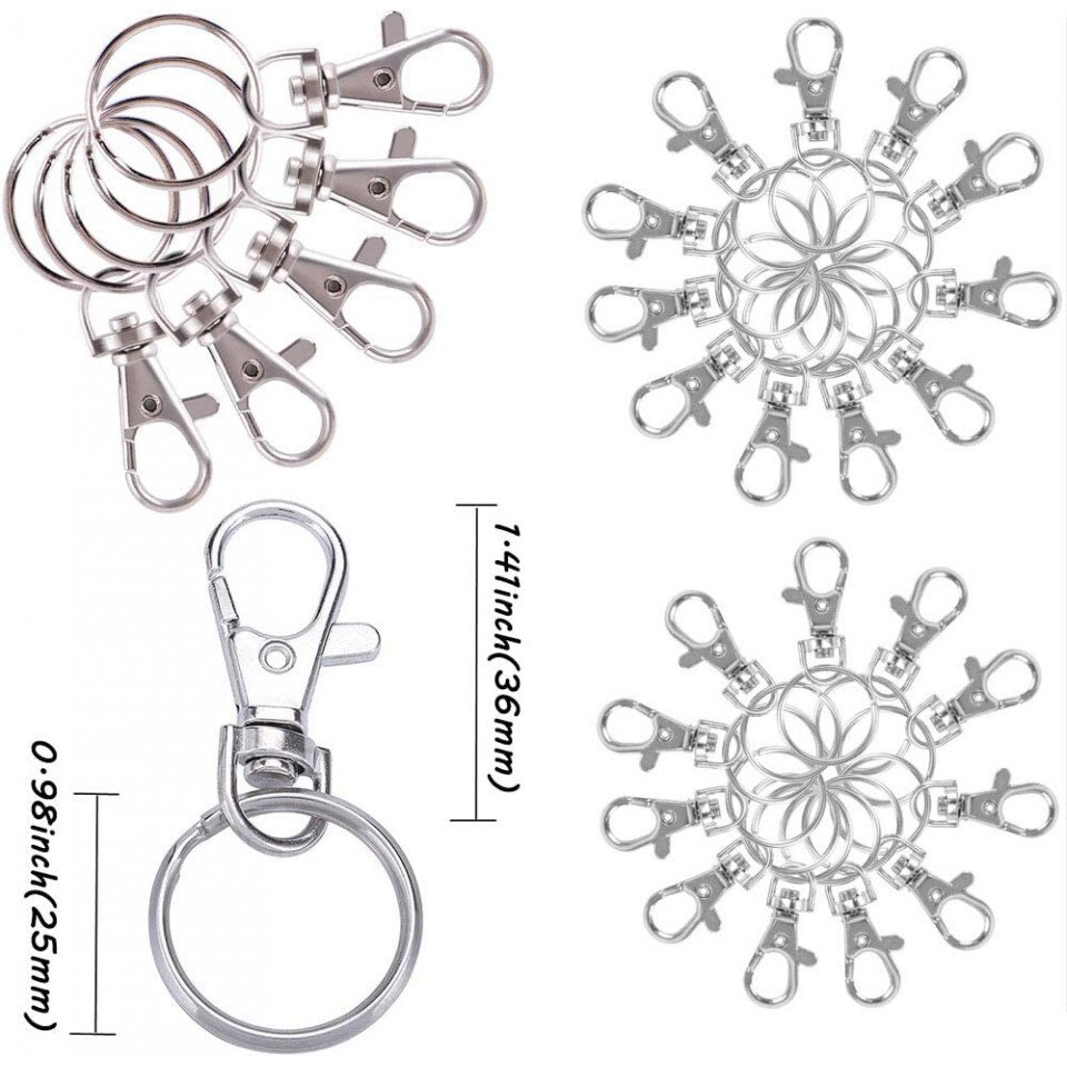 Set de brelocuri pentru chei Meishang, 30 piese, argintiu, otel ...