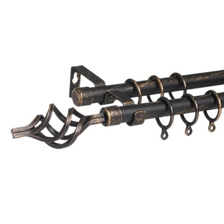 Galerie perdea sau draperie, dubla, metalica, vintage, negru/auriu, cu ...