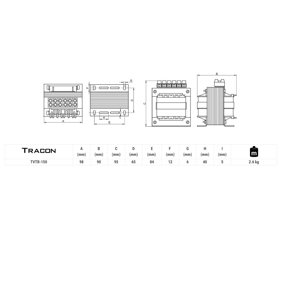 Трансформатор Tracon Electric, 230V / 12-24-42V, TVTR-150-C - eMAG.bg