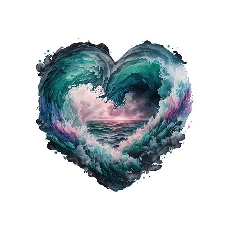 Sticker decorativ Inima in valuri, Multicolor, 53 cm, 5834ST - eMAG.ro