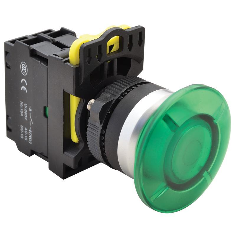 Buton tip ciuperca iluminat NYG3-MLG, Tracon Electric, Verde - eMAG.ro