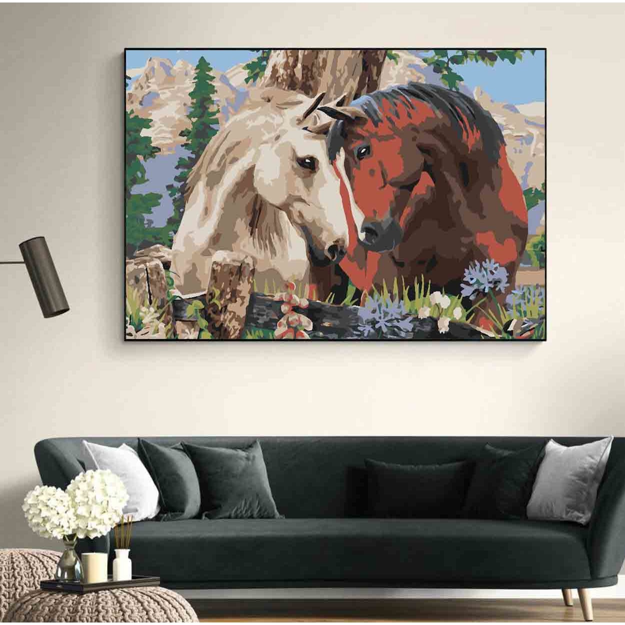 Set pictura pe numere Caluti indragostiti 3341, panza bumbac pe rama ...