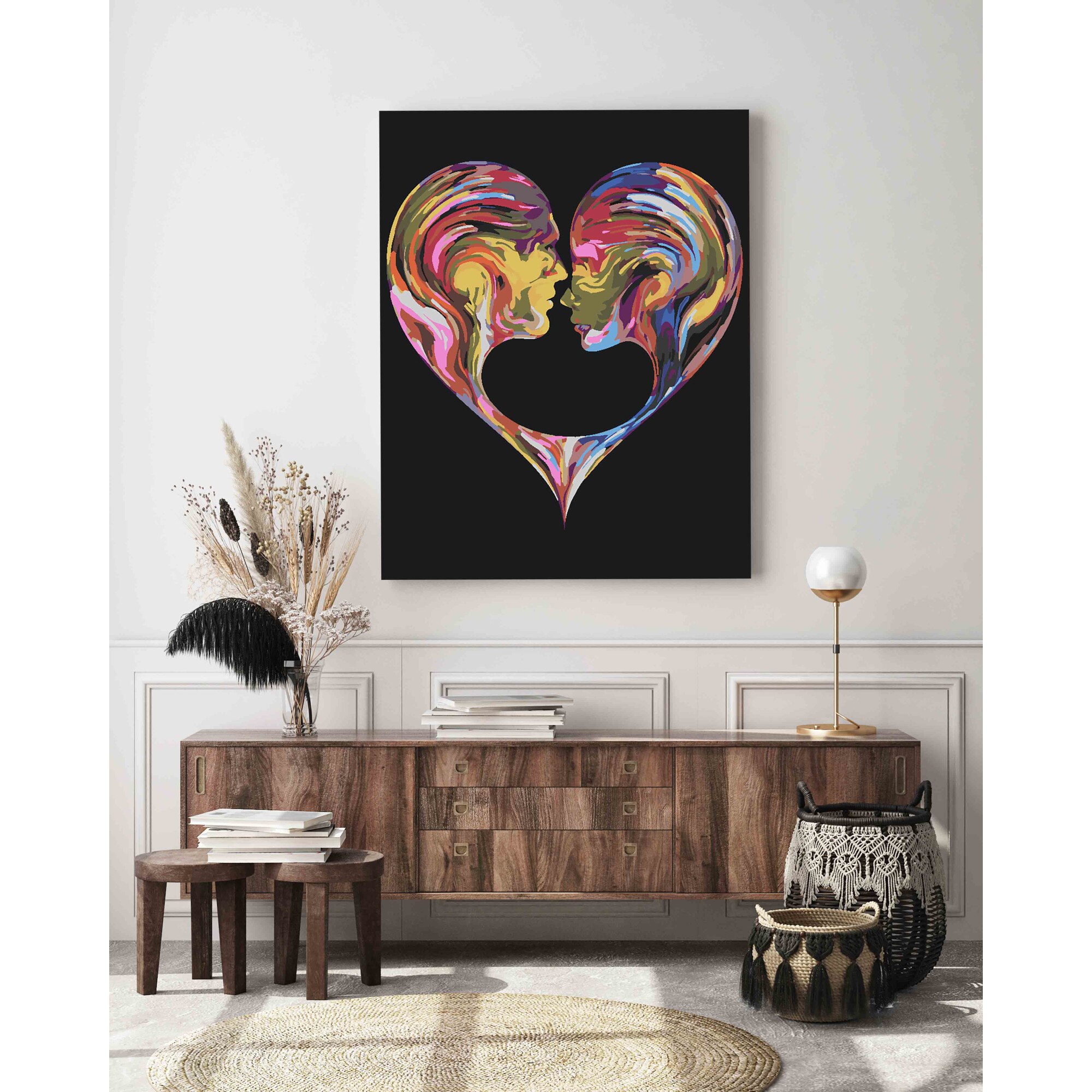 Set pictura pe numere Indragostiti 3404, panza bumbac pe rama lemn ...