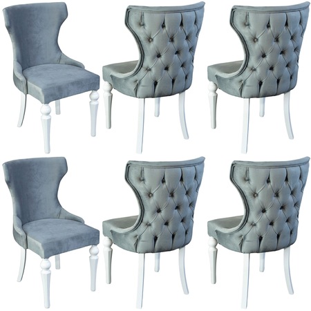 Set 6 scaune MILANO, Picioare albe, Tapiterie catifea gri 50x55x93cm - eMAG.ro