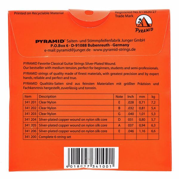 Set de corzi din nailon pentru chitara clasica Pyramid Favorite, tensiune medie - eMAG.ro