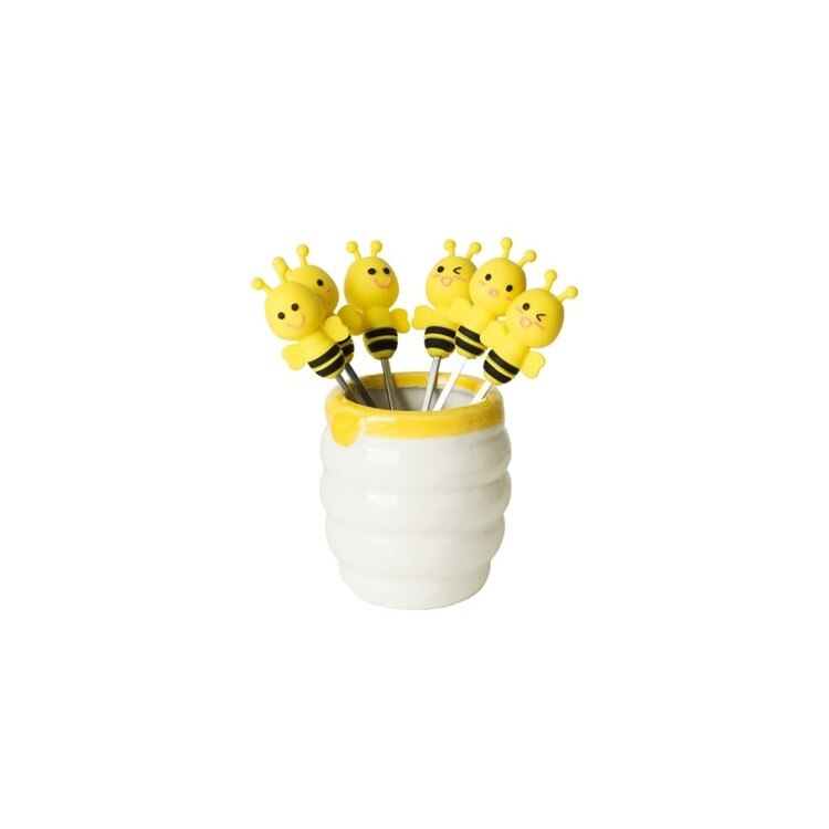 Set 6 furculite in forma de albinute si un borcan, Gadget Master, Metal ...