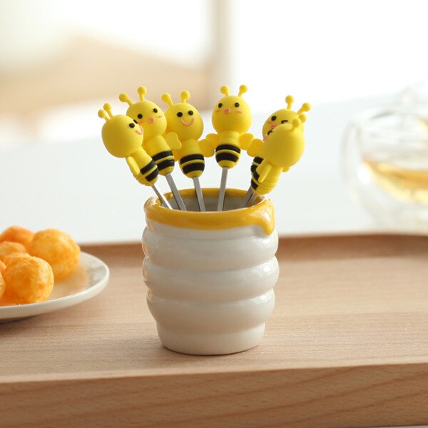 Set 6 furculite in forma de albinute si un borcan, Gadget Master, Metal ...