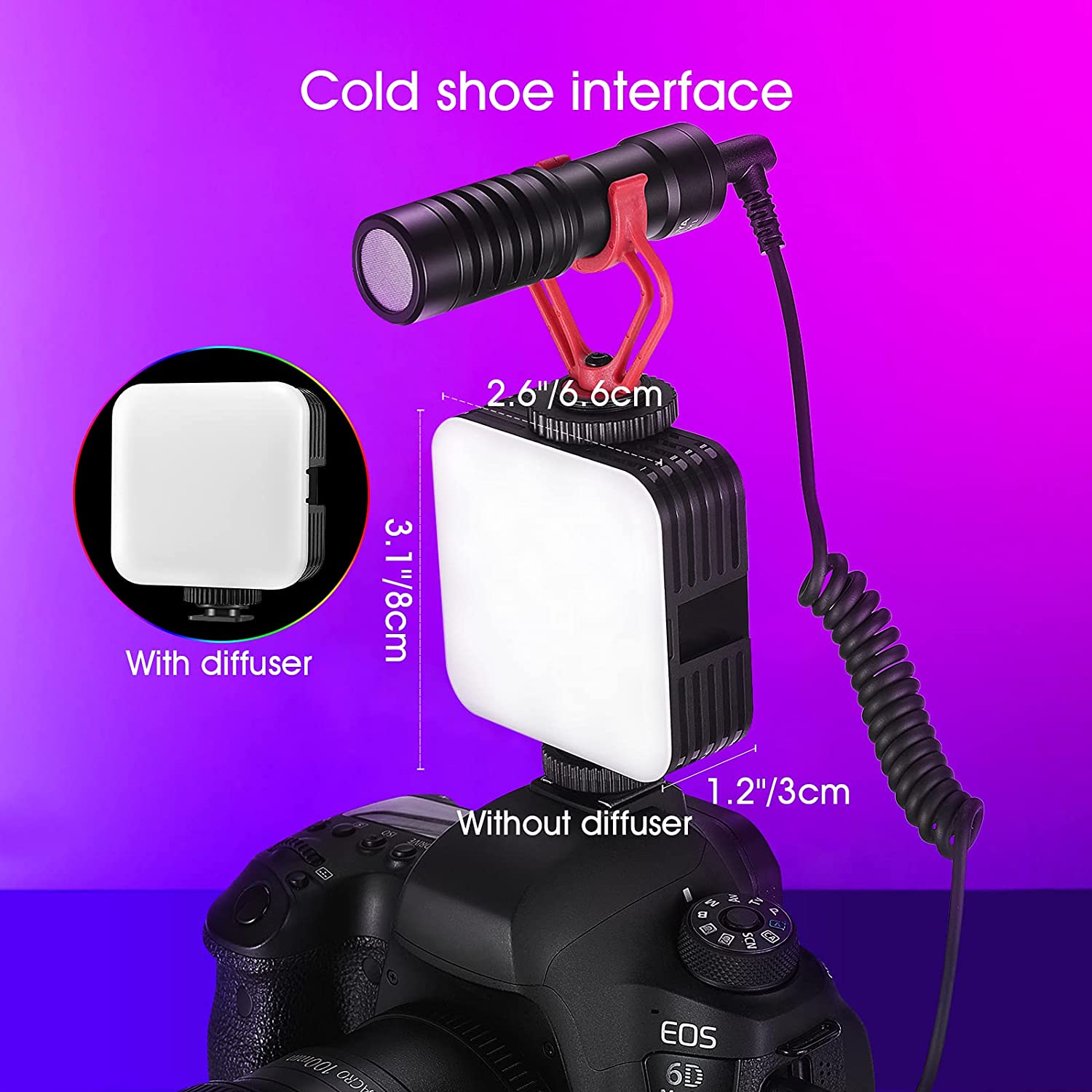 Lampa video LED RGB, lumina continua cu montura cold shoe, CRI 97 ...