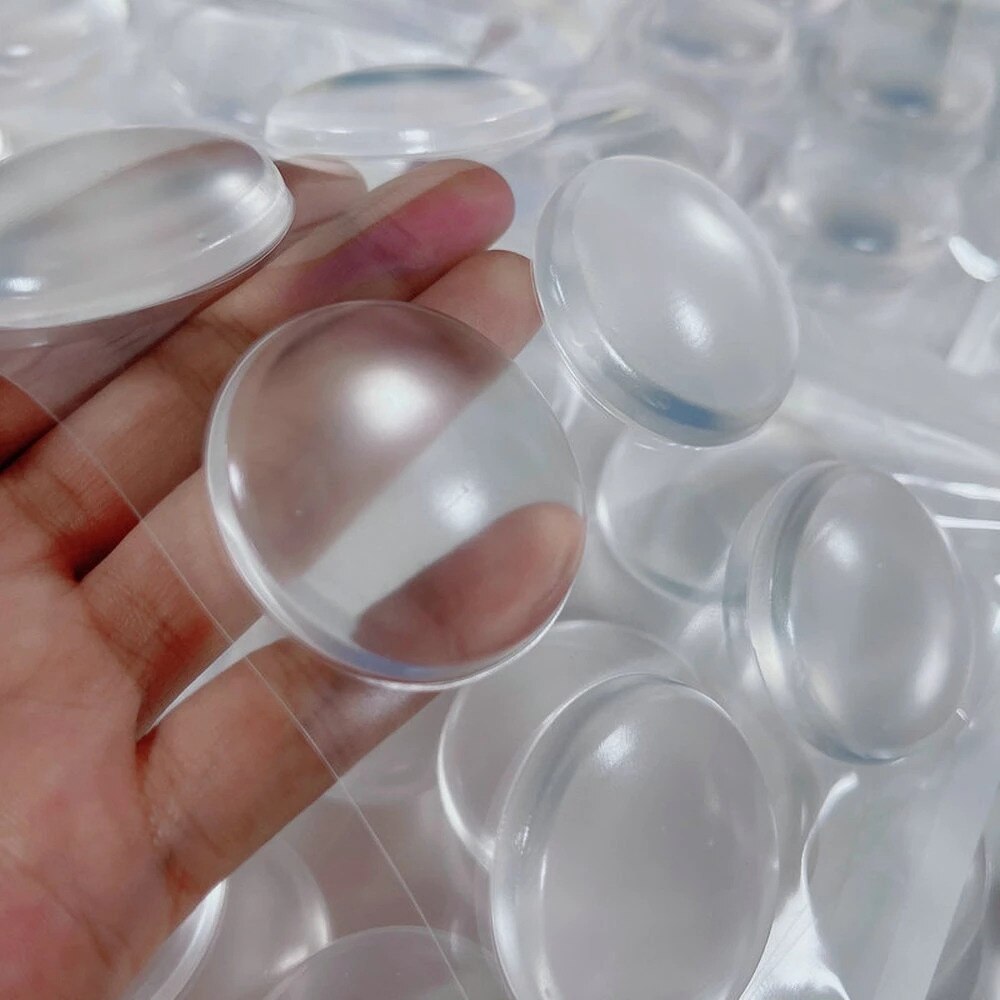 Set 6 bucati buline siliconice rotunde cristal pentru protectie perete ...