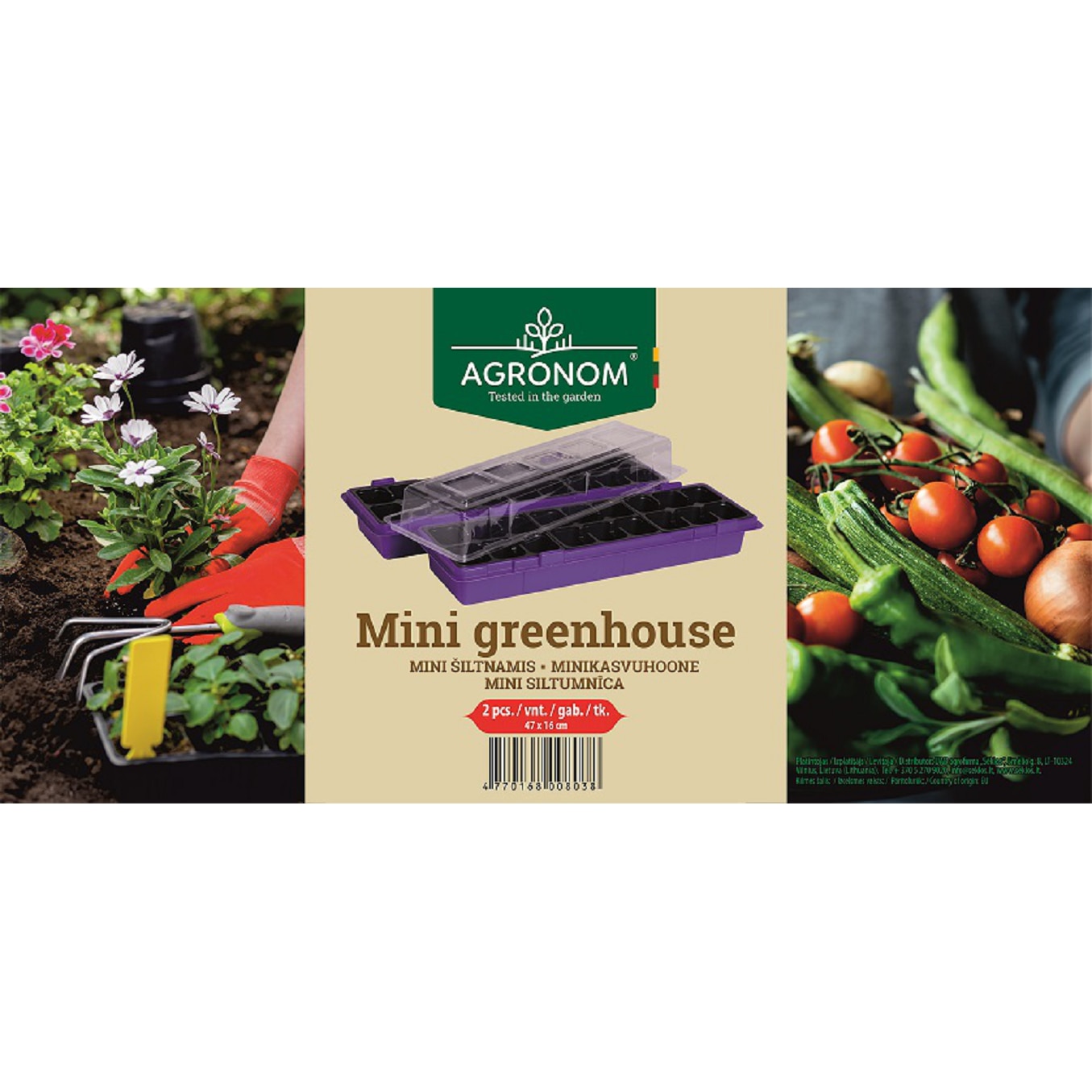 Minisera pentru rasaduri, Agronom, PVC, 47x16 cm, Blue, 36 alveole, 2 ...