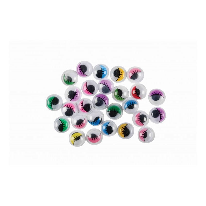 Set 60 ochisori mari COLORARTE, plastic, d 10 mm, color, cu gene - eMAG.ro